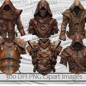 Leather Armor Clipart Cosplay Chest Armor PNG Bundle Medieval Armor ...
