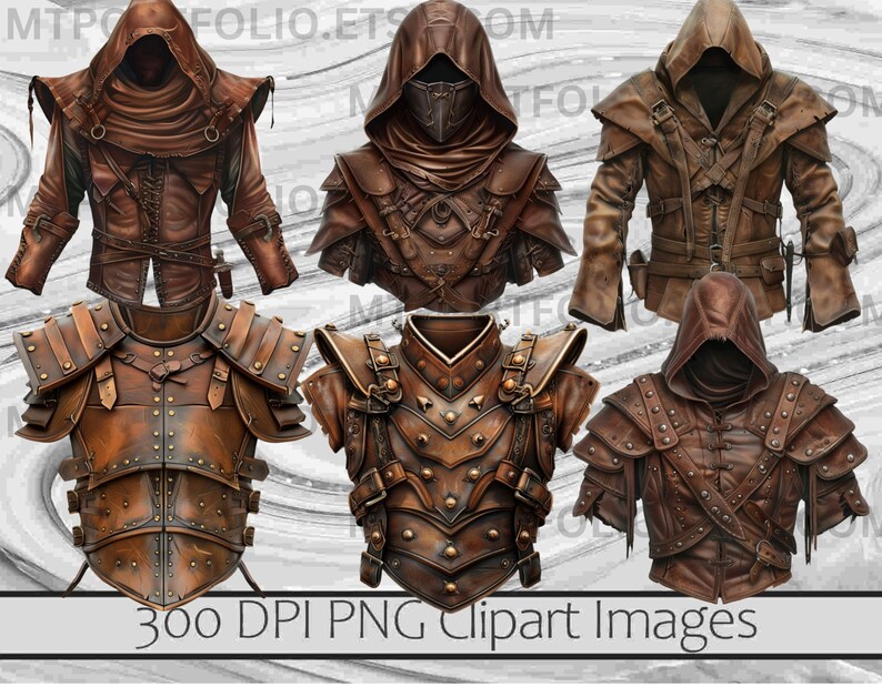 Leather Armor Clipart Cosplay Chest Armor PNG Bundle Medieval Armor ...