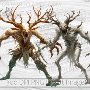 Wendigo Cryptid Clipart Classic Monster PNG Bundle PNG Graphics ...