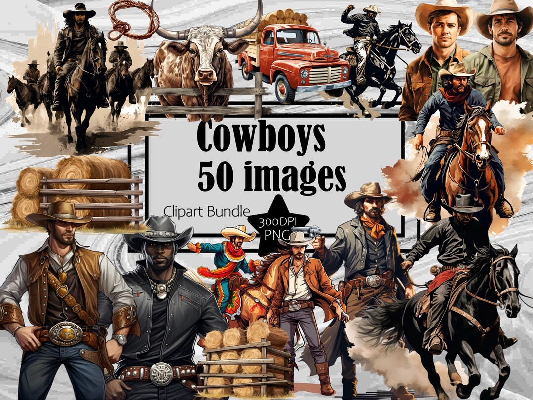 Wild West Cowboy Clipart Cowboy Sublimation PNG Bundle Cowboys Wrap ...