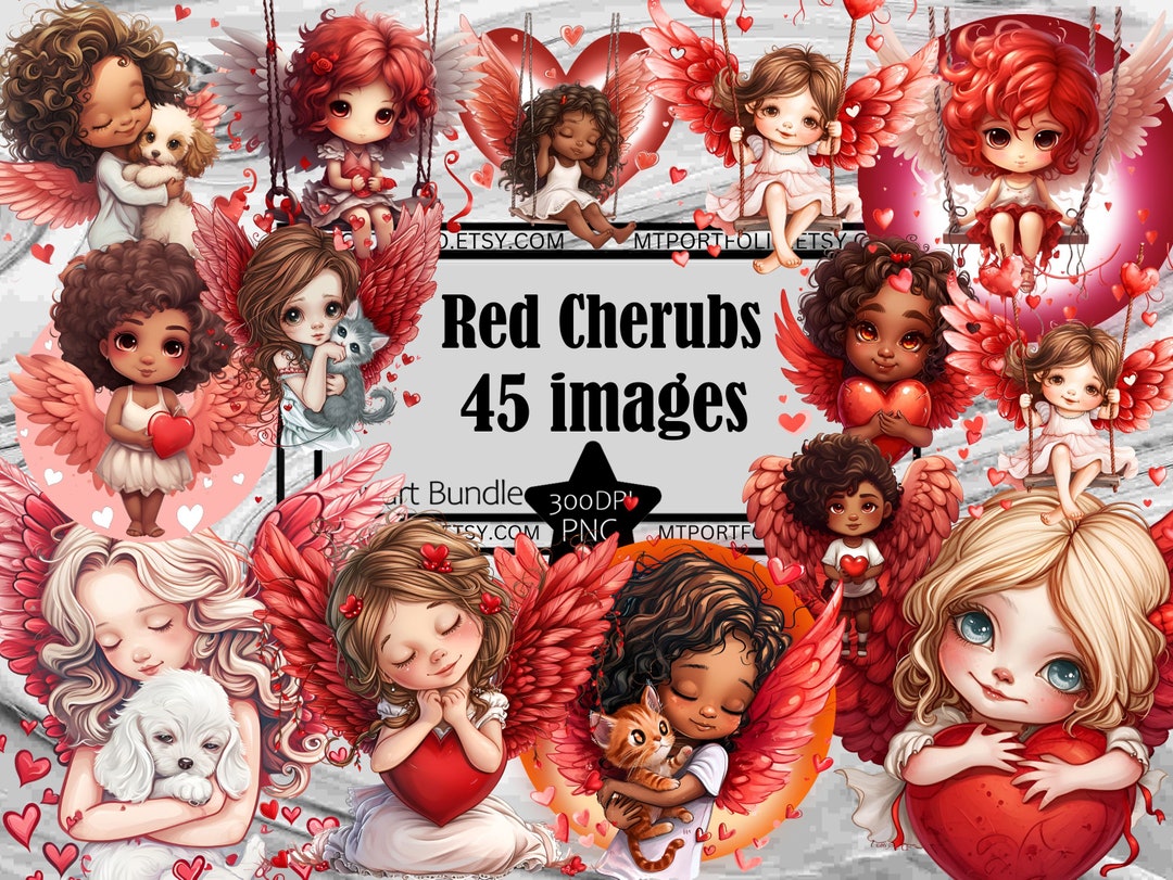 Red Cherub PNG Valentine Heart Graphics Transparent Commercial Use ...
