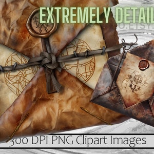 Leather Envelope Clipart Parchment PNG Bundle Medieval Graphics ...