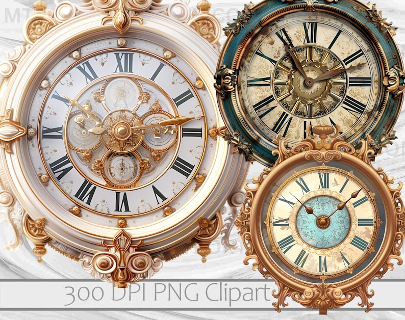 Clock Face Clipart Analog Clock Png Digital Download Vintage Clock PNG ...