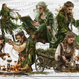 Elf Town People Clipart Elven Magic PNG Elf Cleric Graphic Image ...