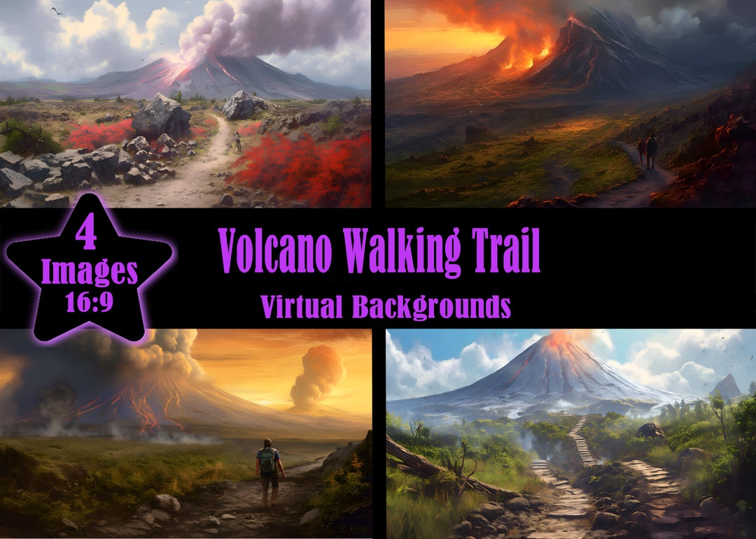 Active Volcano Trail 4 Pack Zoom Background Virtual Meeting Backdrops ...