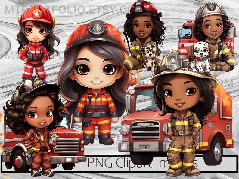Fireman Chibi Clipart EMT First Responder PNG Firetruck Digital ...