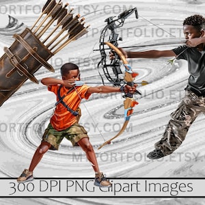 Archery Clipart Watercolor Bow and Arrow PNG Bullseye Target Bundle ...