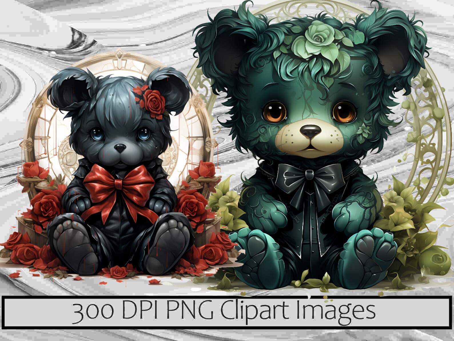 Gothic Teddy Bears Graphics Transparent Commercial License Incl ...