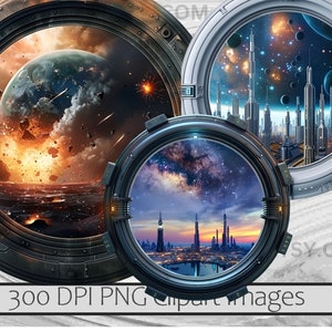 Spaceship Window Clipart Portal Window PNG Bundle PNG Graphics ...