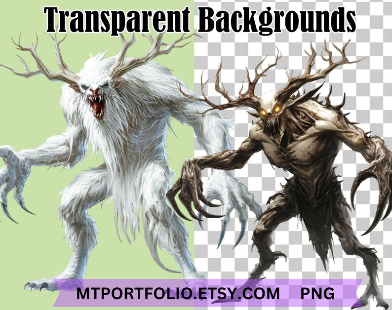 Wendigo Cryptid Clipart Classic Monster PNG Bundle PNG Graphics ...