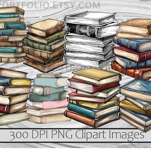 Book Stack Clipart Bundle Stack of Books PNG Graphics Library Clipart ...