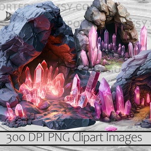 Pink Crystal Cave Clipart Pink Crystal Cave Pink Geode Cave Pink ...