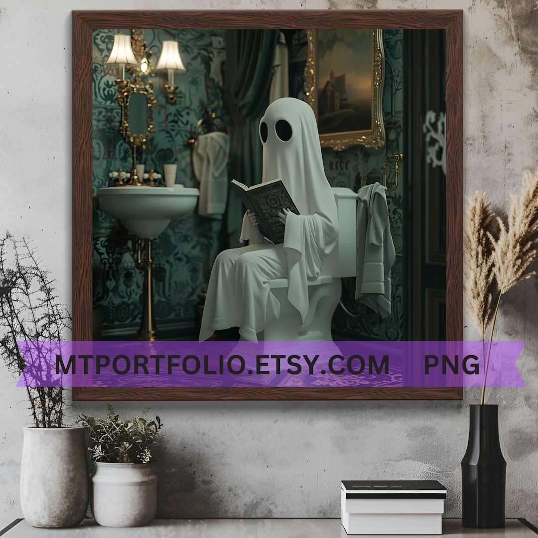 Bathroom Humor Printable Art Toilet Ghost Art Spooky Bathroom Humor ...