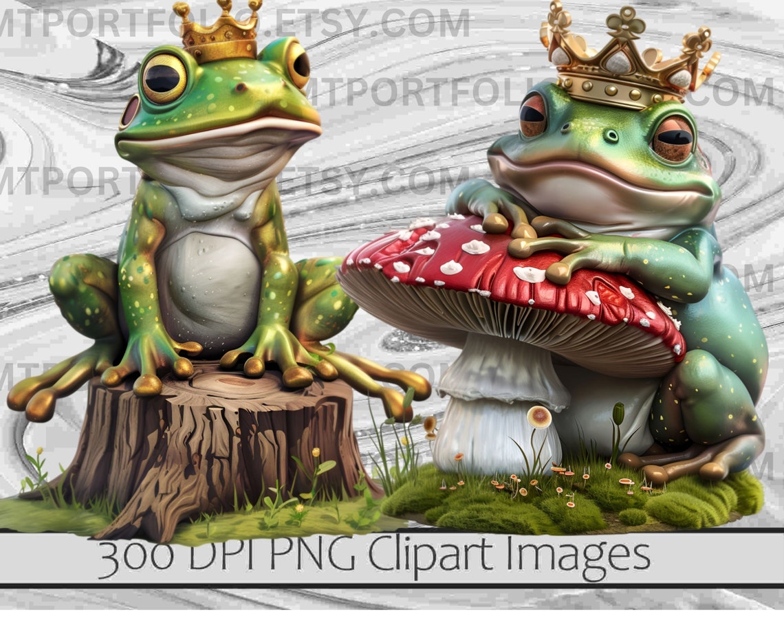 Frog Prince Clipart Royal Frog PNG Bundle Royal Crown Graphics PNG ...
