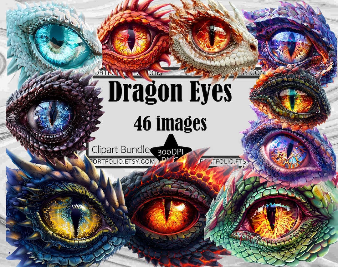 Dragon Eye Clipart Fantasy Dragon PNG Bundle Closeup Eye Graphics PNG ...