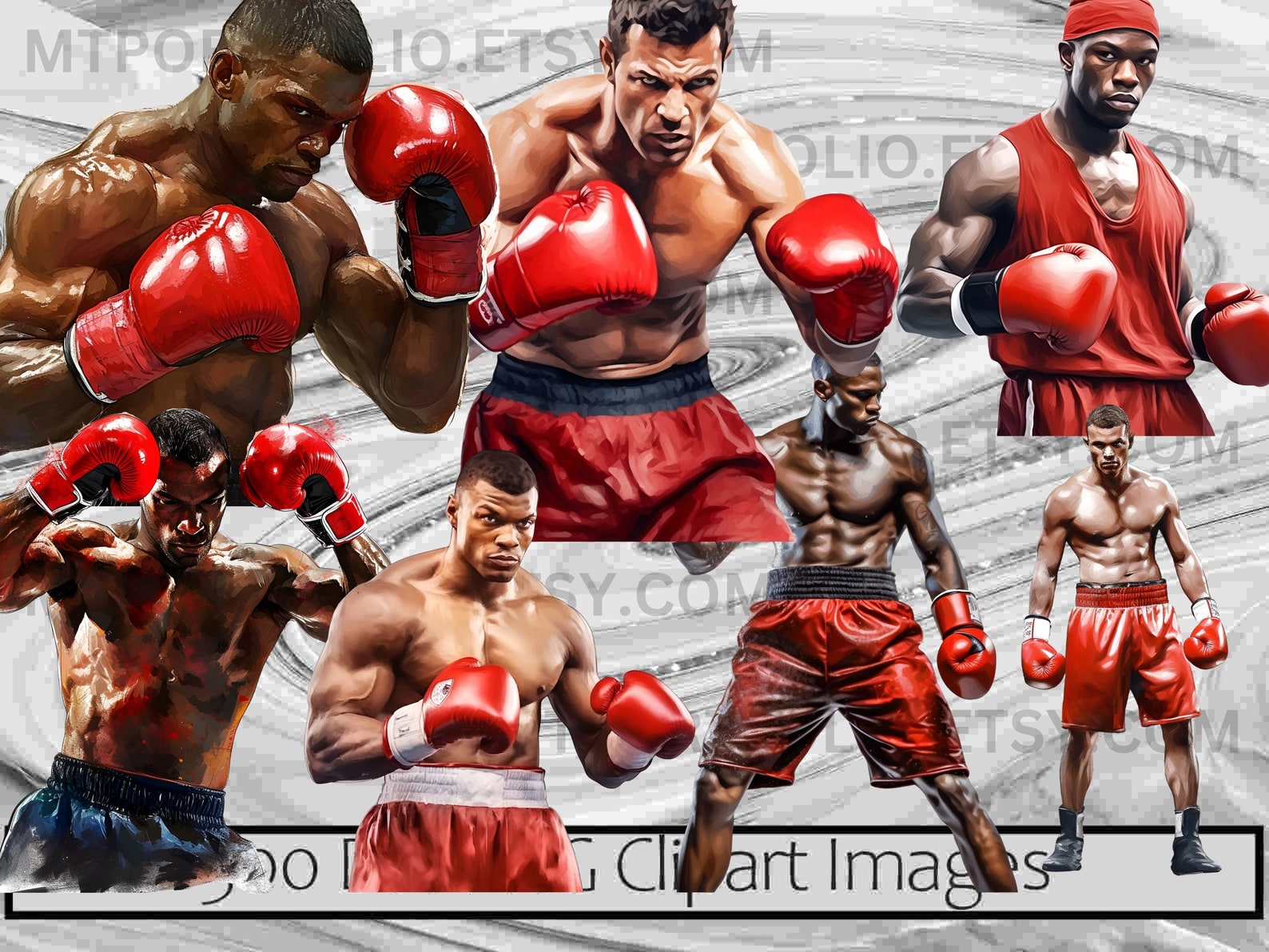 Boxing Clipart Boxer Fighter PNG Bundle PNG Graphics Transparent ...