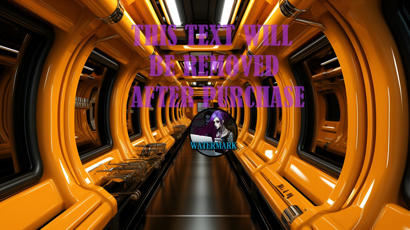 Alien Ship Interior Orange 4 Pack Zoom Background Virtual Meeting ...