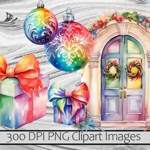 Christmas Clipart Rainbow Watercolor Rainbow Christmas PNG Bundle ...