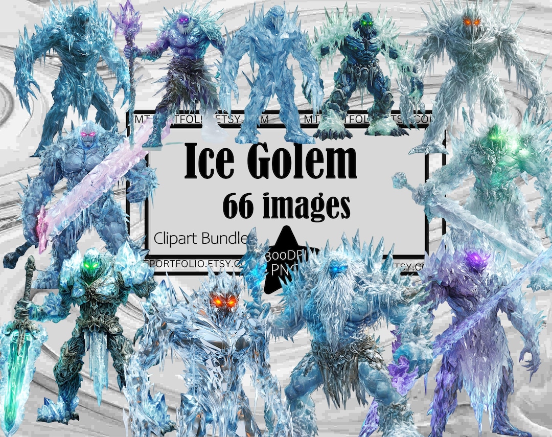 Ice Golem Clipart RPG Tabletop Ice Monster PNG Frozen Yeti Graphic ...