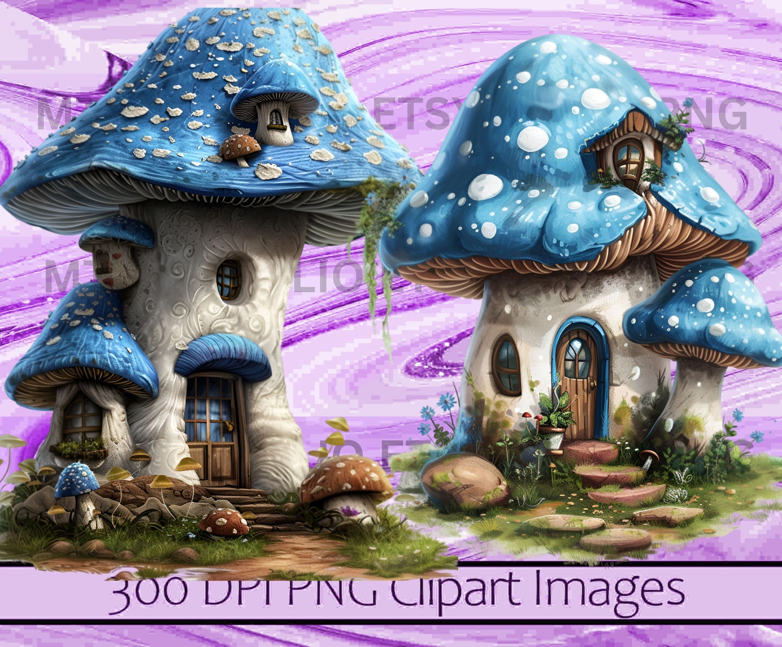 Mushroom House Clipart Blue Mushroom House Fairytale Fantasy House ...