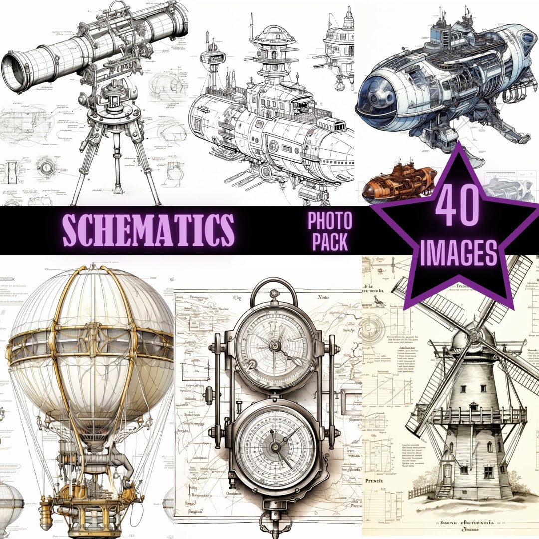 Steampunk Blueprints Patent Drawings PNG Printable Schematic Vintage ...