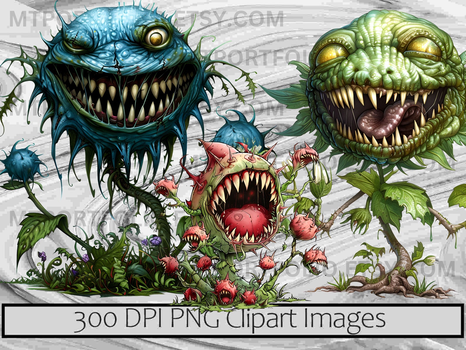 Carniverous Plant Clipart Monster Plant Clipart Bundle Horror Plant PNG ...
