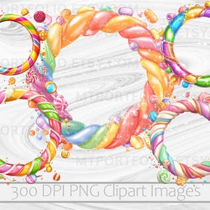 Candy Frame Clipart Rainbow Candy Frame Heart Border PNG Bundle ...