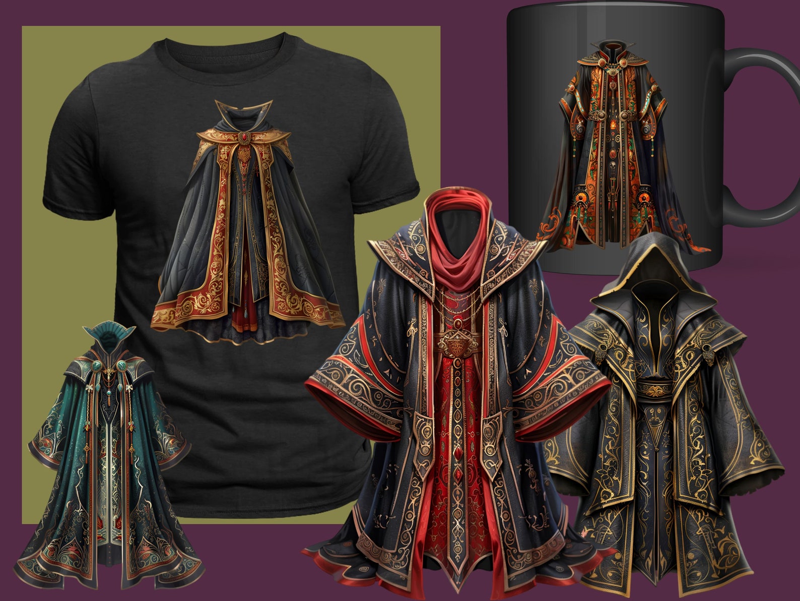 Wizard Robes Clipart Magic Cloak PNG Cosplay Robe Clipart Digital ...