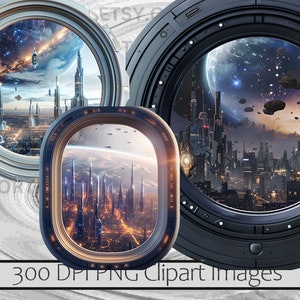 Spaceship Window Clipart Portal Window PNG Bundle PNG Graphics ...