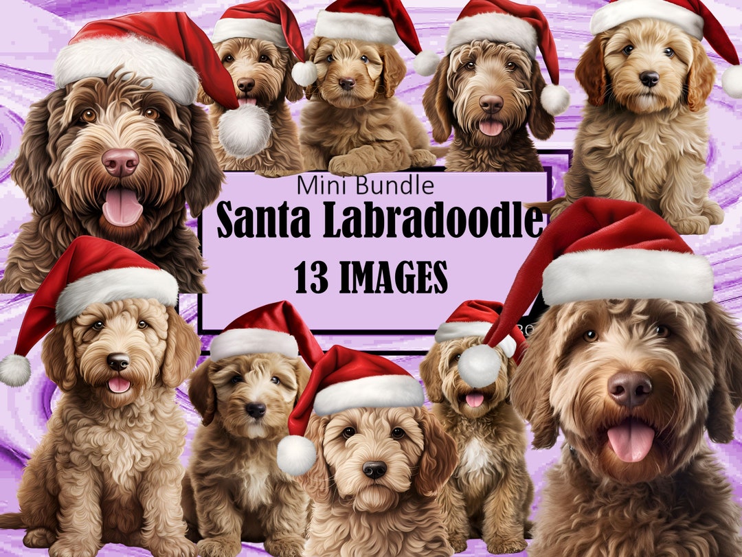 Labradoodle Doodle Red Santa Hat Christmas Graphics Dog Mom Art ...