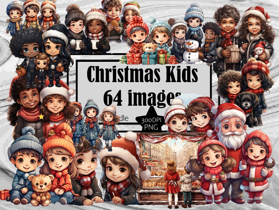 Christmas Kids Clipart Watercolor Children Christmas PNG Bundle ...
