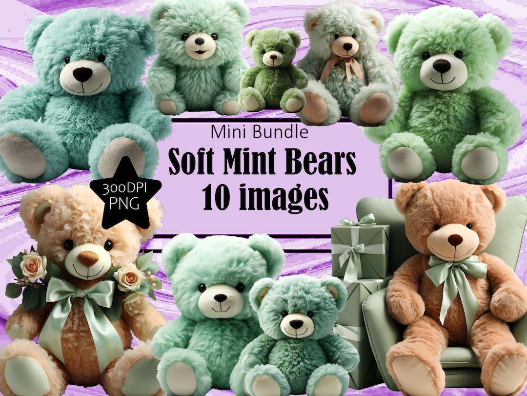 Soft Mint Teddy Bear Clipart for New Baby Commercial Use Gift Baby ...