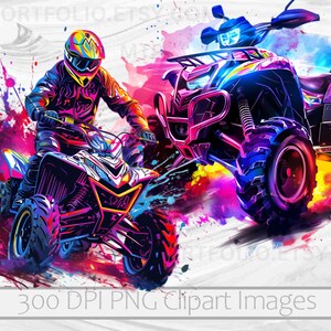 Neon ATV Clipart Neon Dirtbike PNG Quad Bike Bundle Motocross PNG Retro ...