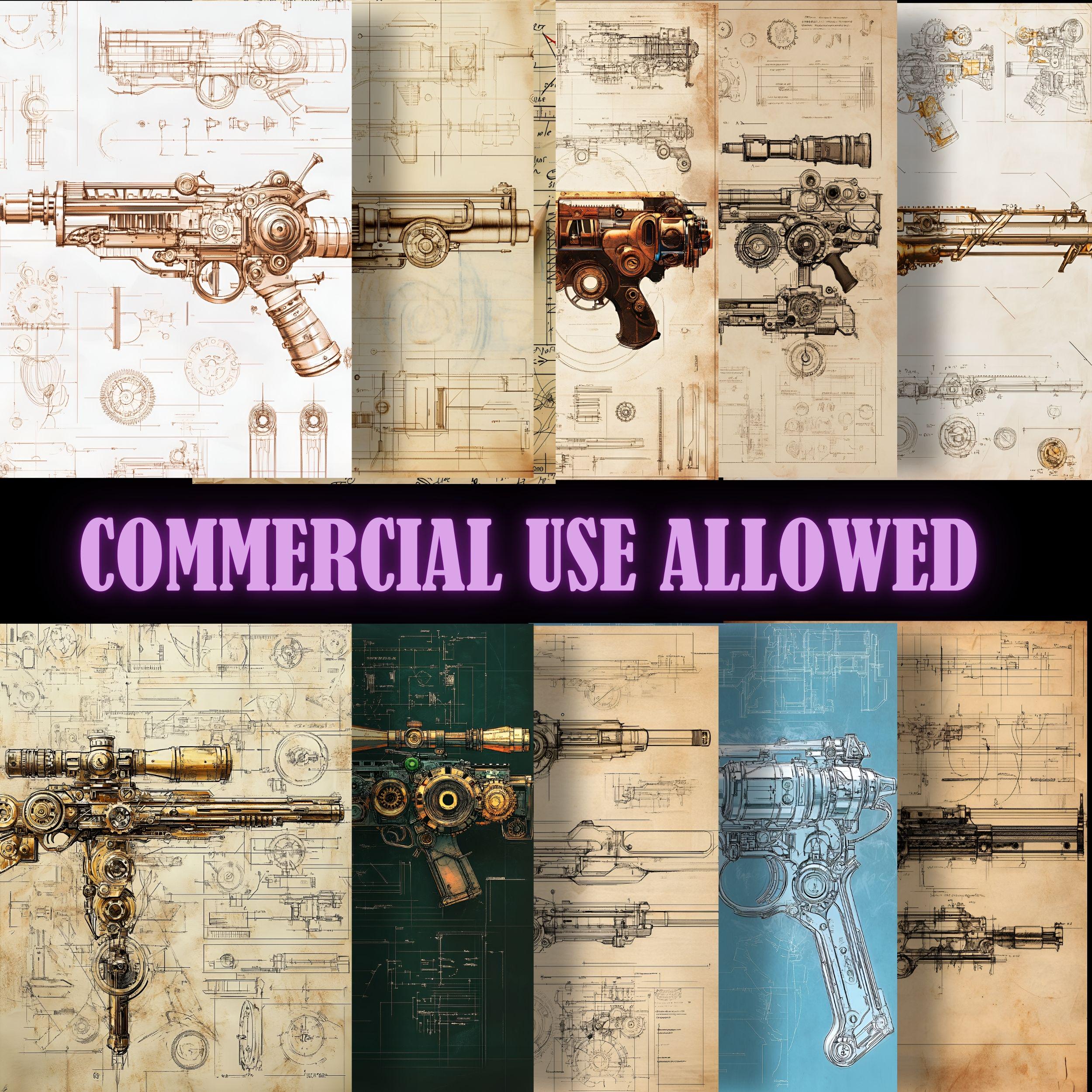 Steampunk Weapon Rifle Blueprints Patent Drawing PNG Printable ...