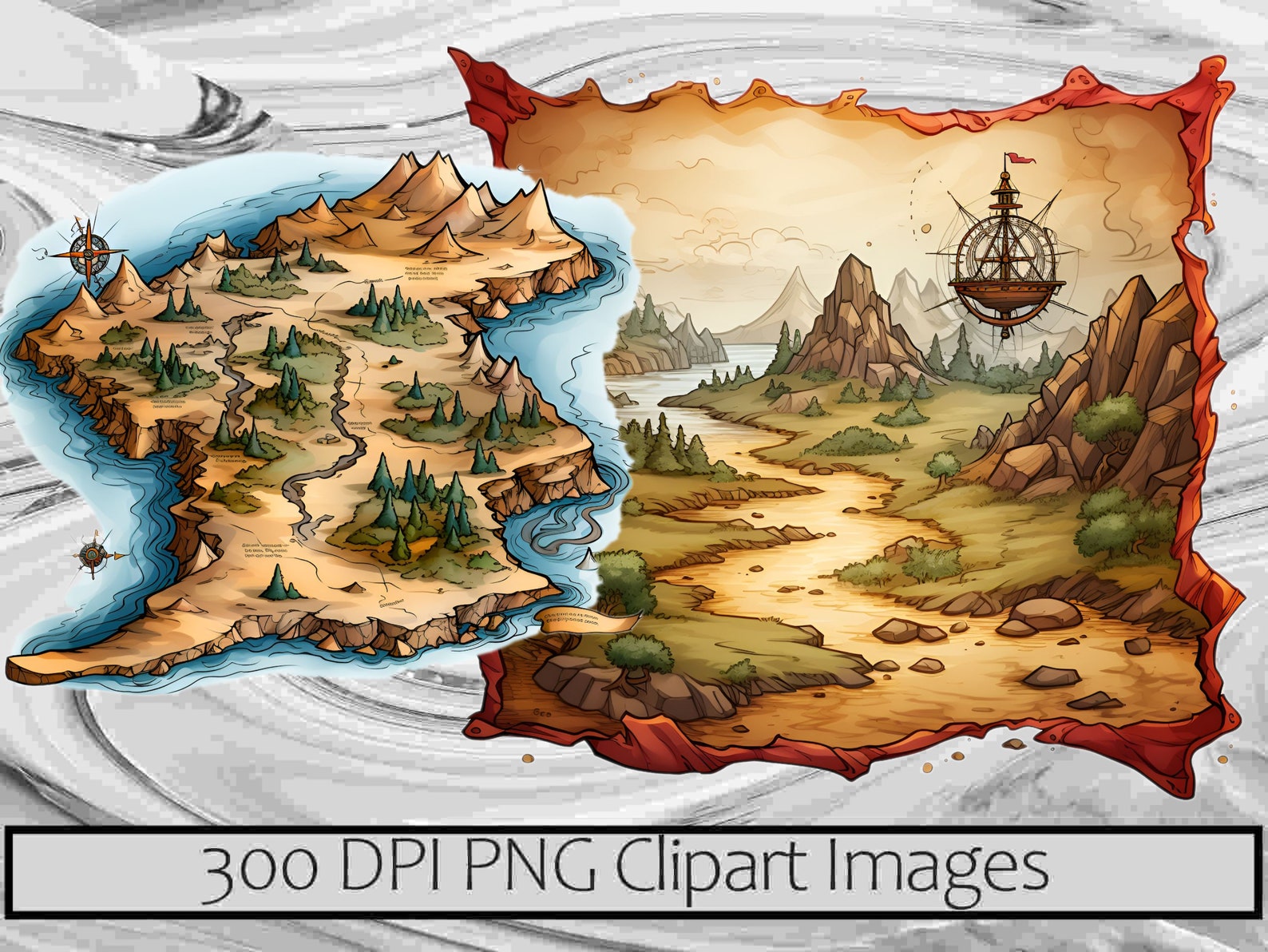 Pirates Teasure Hunt Map Clipart Fantasy Pirate Scrolls World Maps ...