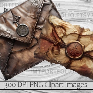 Leather Envelope Clipart Parchment PNG Bundle Medieval Graphics ...