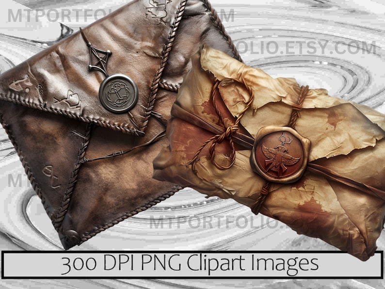 Leather Envelope Clipart Parchment PNG Bundle Medieval Graphics ...