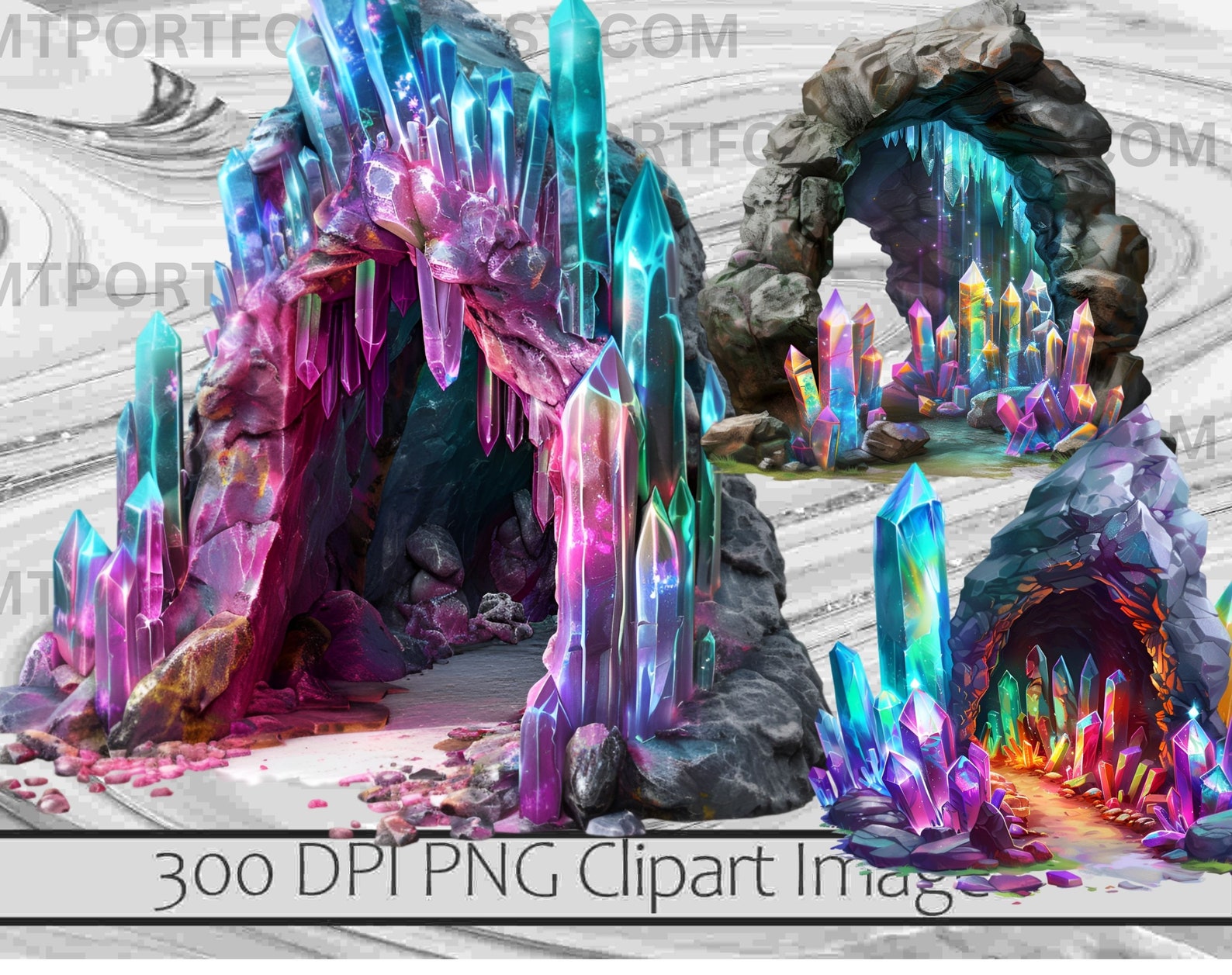 Rainbow Crystal Cave Clipart Rainbow Crystal Cave Rainbow Geode Cave ...