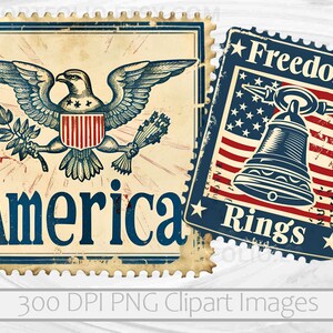 USA Stamps Clipart American Patriot Stamp Ephemera Graphic PNG Clipart ...