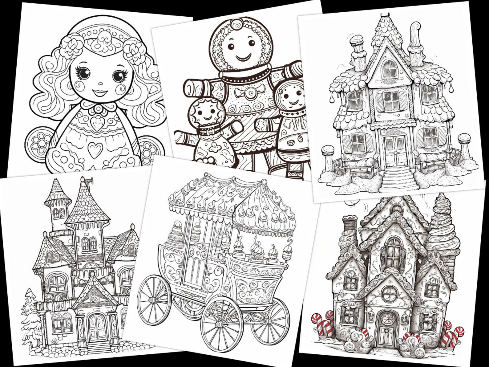 Coloring Pages for Kids - Gingerbread Houses - Ready to Print Instant ...