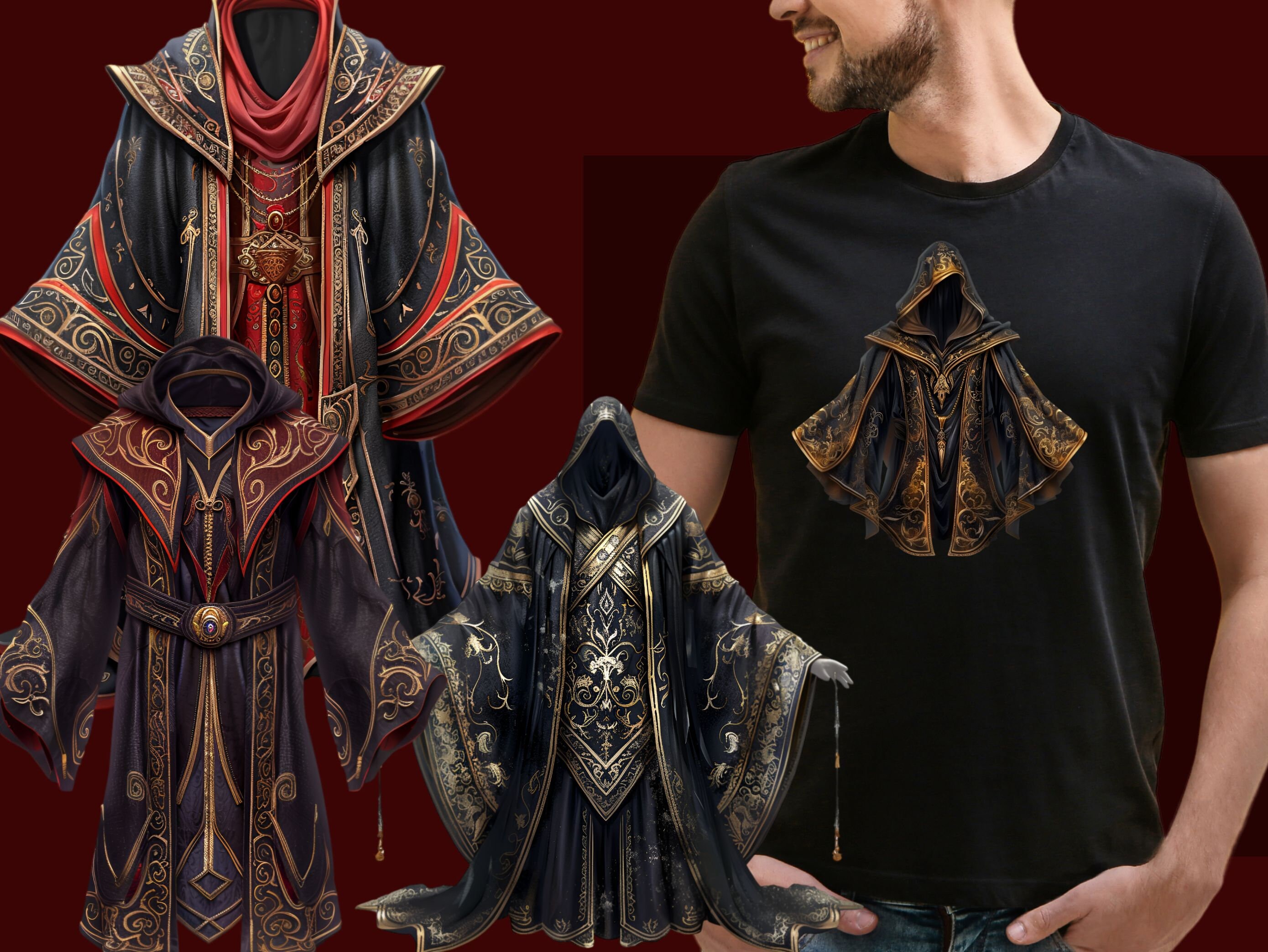 Wizard Robes Clipart Magic Cloak PNG Cosplay Robe Clipart Digital ...