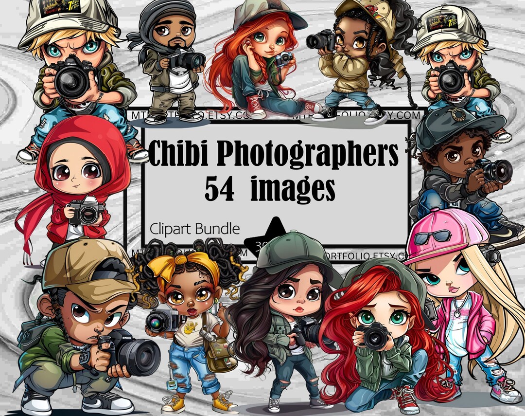 Chibi Photographer Clipart Chibi Camera PNG Young Journalist Bundle PNG ...