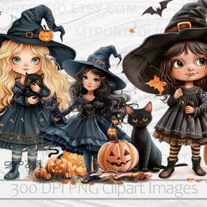 Little Witch Clipart Cute Witches PNG Anime Witches Bundle PNG Graphics ...