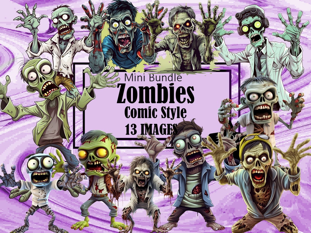 Zombies Dead Walkers Retro Combic Book Cartoon Style Art Sublimation ...