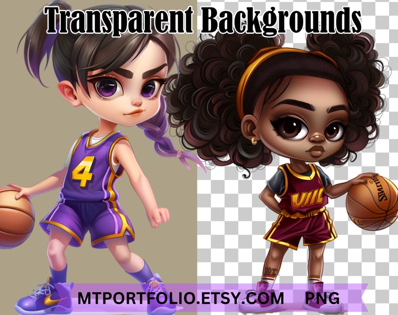 Basketball Girl Clipart Chibi Basketball Player Png Digital Download ...