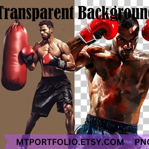 Boxing Clipart Boxer Fighter PNG Bundle PNG Graphics Transparent ...