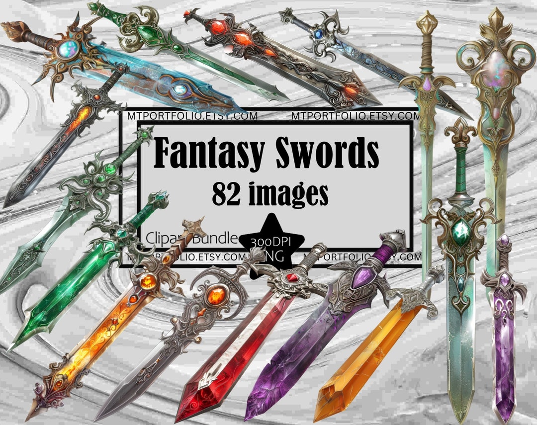 Fantasy Sword Clipart Magic Gem Sword Cosplay Gamer Sword PNG Graphic ...