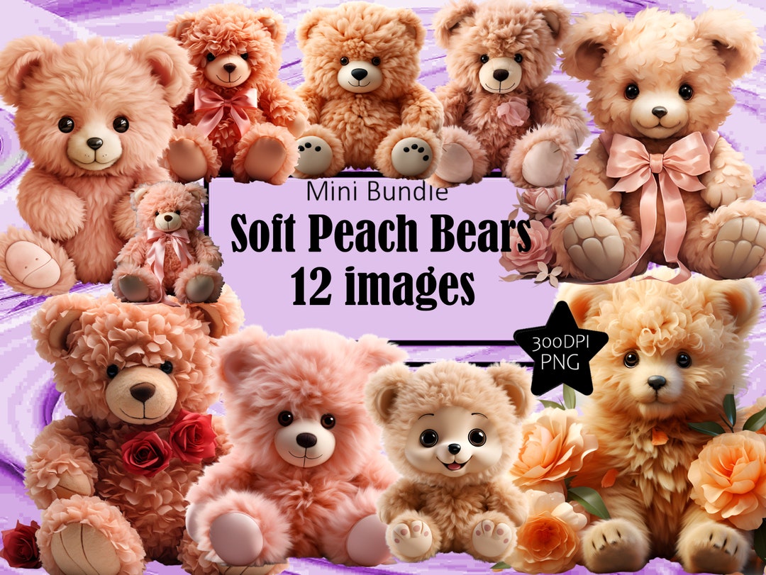 Sweet Peach Teddy Bear Clipart for New Baby Commercial Use Gift Baby ...