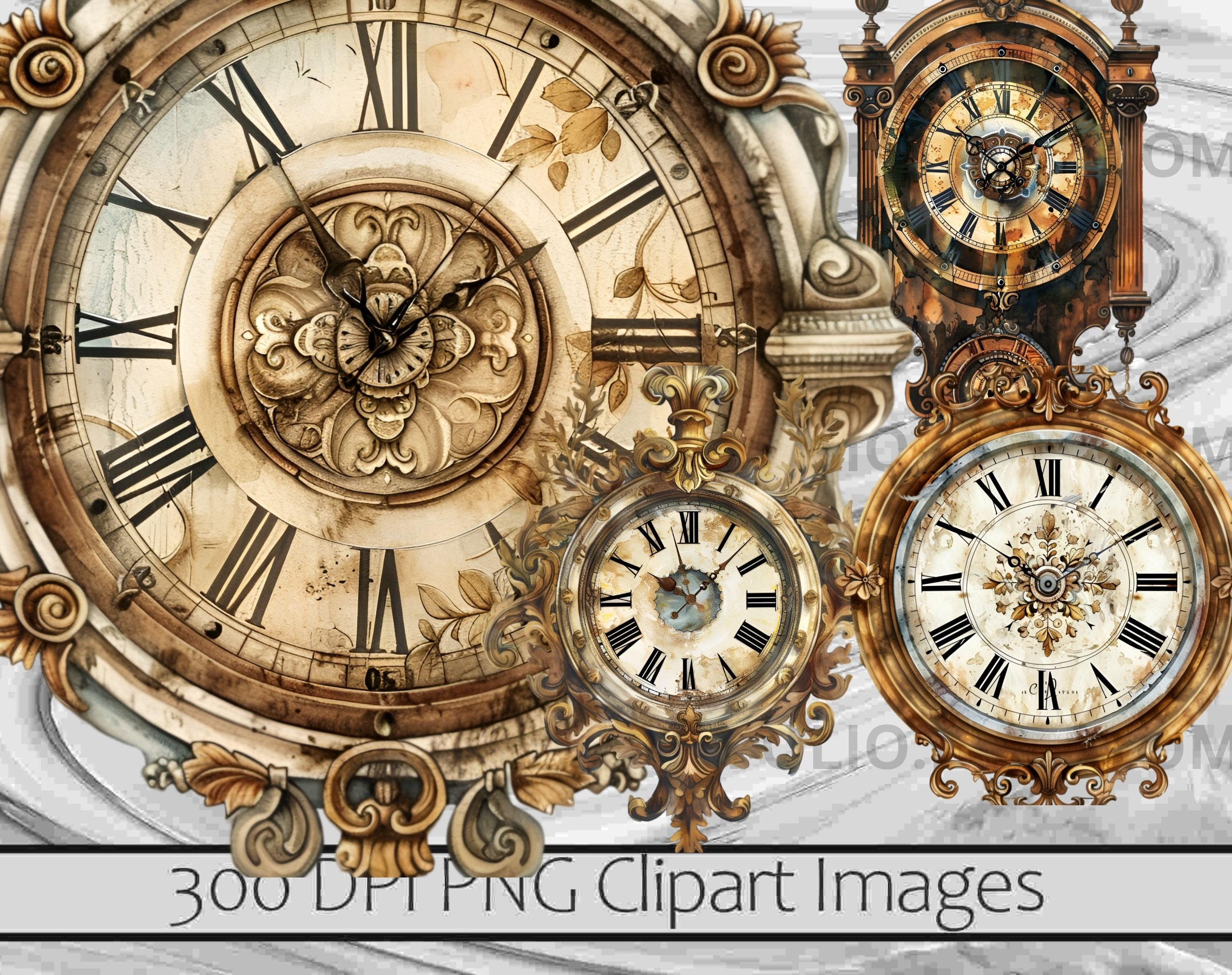 Clock Face Clipart Analog Clock Png Digital Download Vintage Clock PNG ...