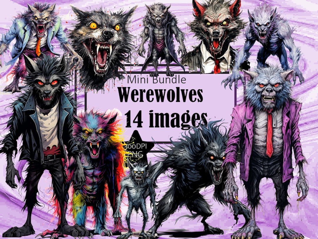 Werewolves Retro Style Horror Drawings Comic PNG Clipart Dye ...